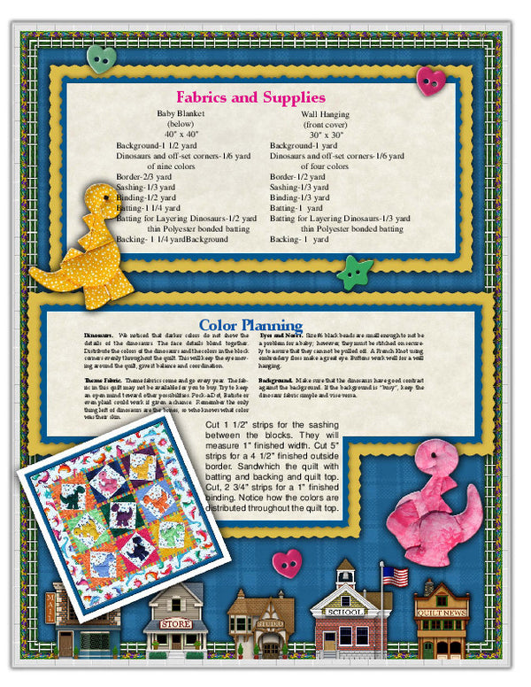 Dino-sew-us – 3D Dinosaur Quilt Pattern with Dimensional Paper Piecing ...